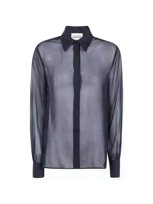 SEMICOUTURE Floelle Sheer Button-up Shirt - Black
