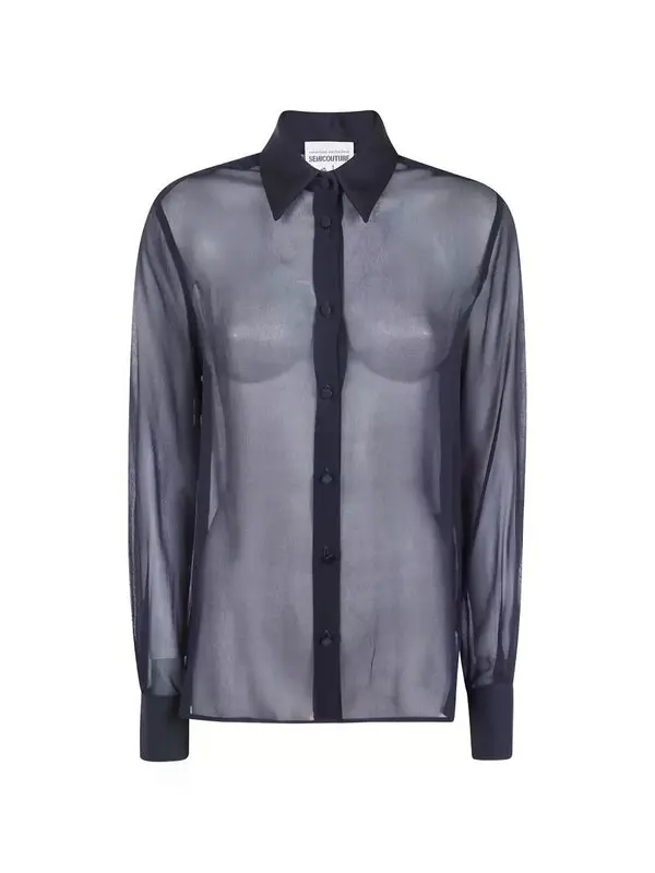 SEMICOUTURE Sheer Button-up Shirt - Black