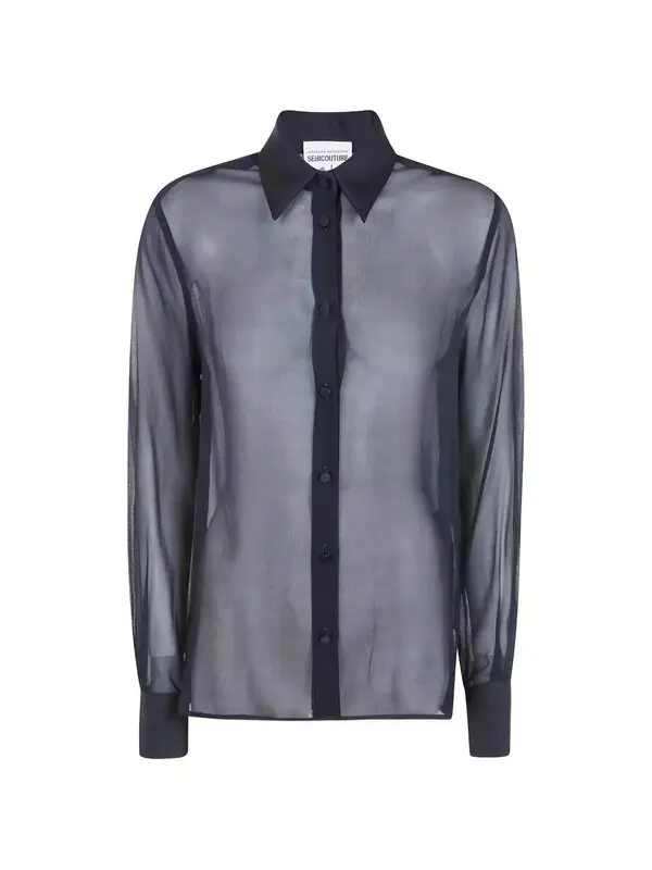 SEMICOUTURE Sheer Button-up Shirt - Black