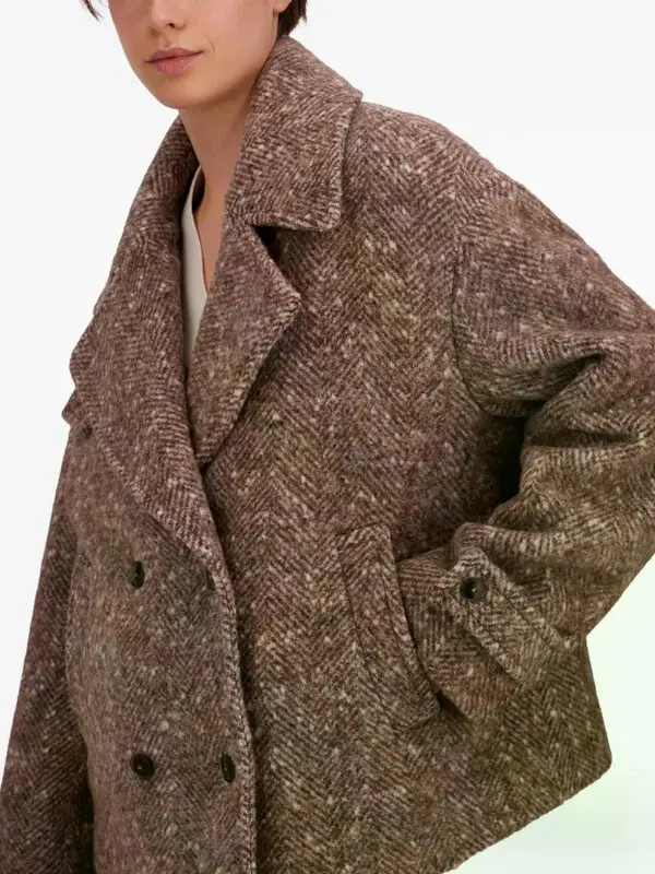 Herno Herringbone Bouclé Peacoat