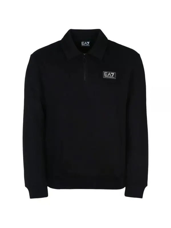 EA7 Logo-patch Half-zip Sweater - Black