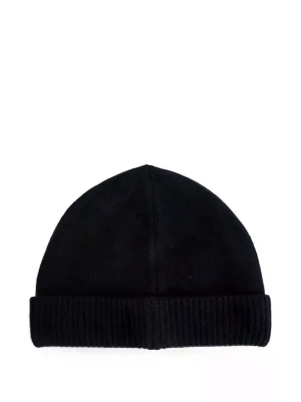 Emporio Armani Logo-plaque Ribbed-trim Beanie Hat