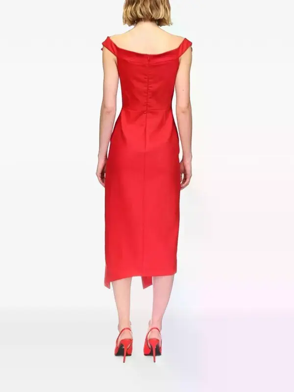 David Koma 3d Floral-applique Off-shoulder Midi Dress