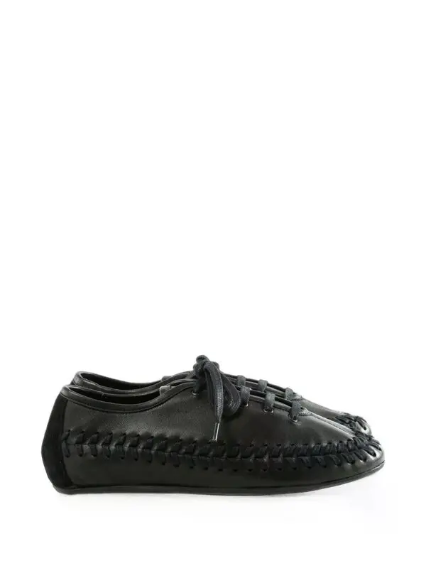 Hereu Whipstitch-trim Leather Sneakers - Black