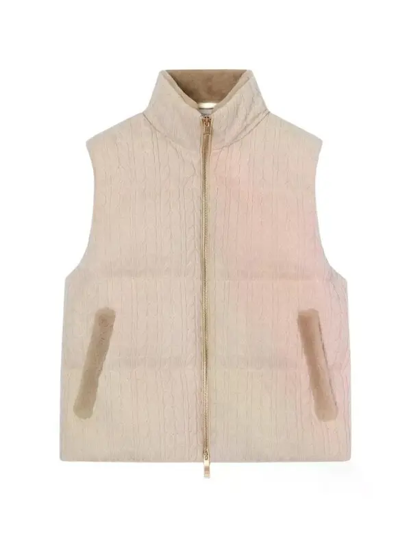 Agnona Cable-knit Padded Vest - Neutrals