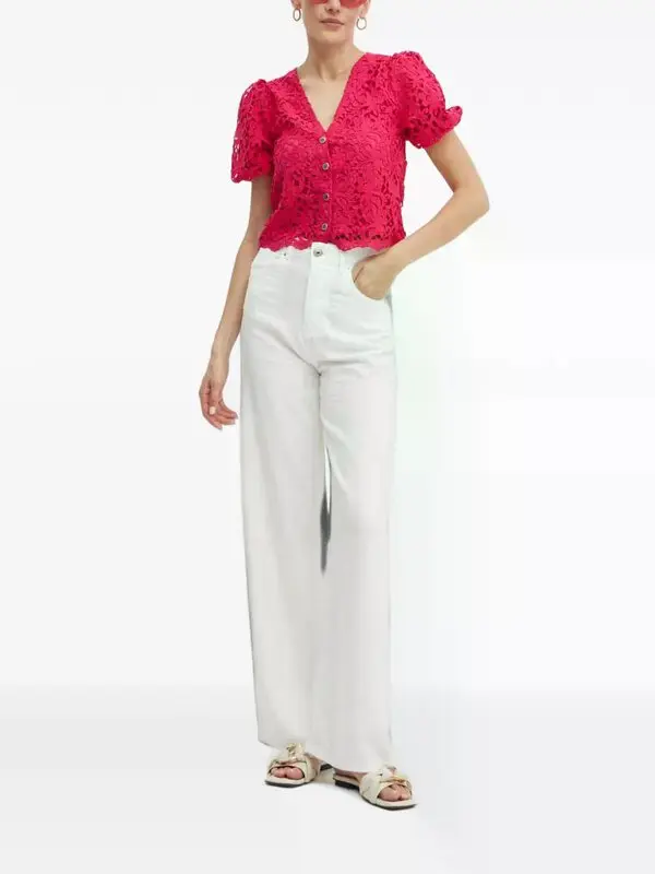 MORGAN Oria Floral Lace V-neck Top