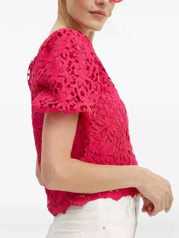 MORGAN Oria Floral Lace V-neck Top