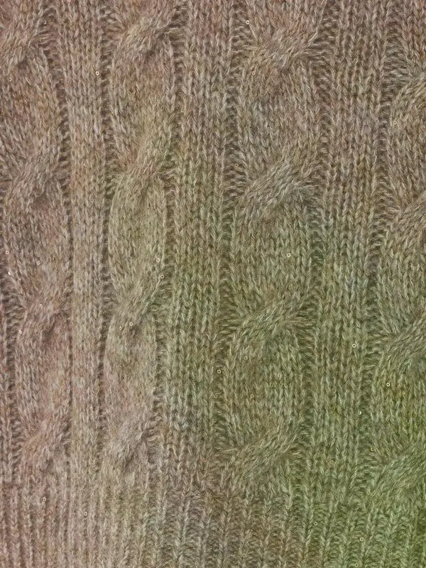 ELEH Sequin-embellished Cable-knit Polo Sweater