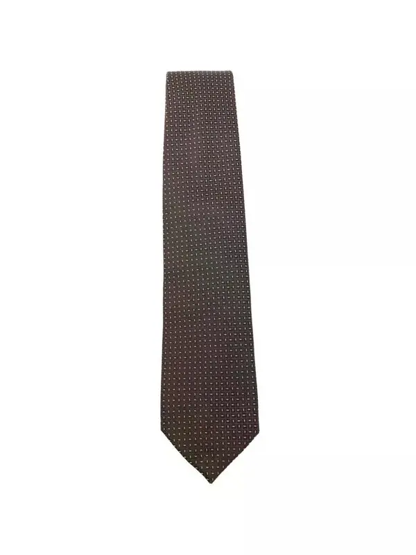Corneliani Geometric Pattern Silk Tie - Brown