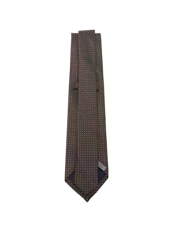 Corneliani Geometric Pattern Silk Tie - Brown