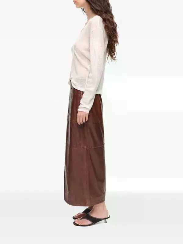 Bimba Y Lola Washed Leather Midi Skirt