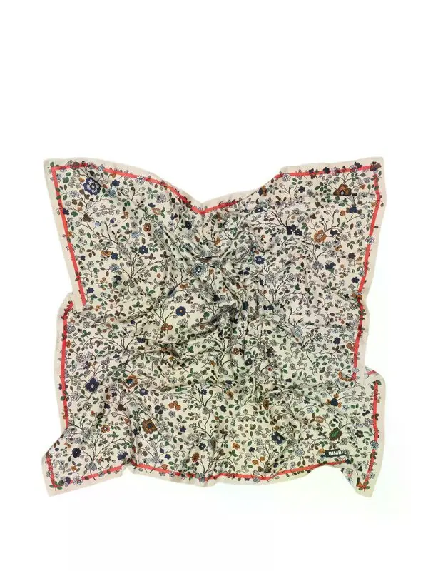 Bimba Y Lola Light Gray Lace Floral Scarf - Neutrals