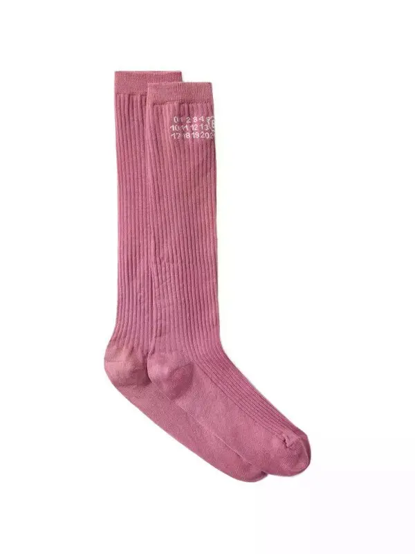 MAISON MARGIELA Ribbed Knit Logo Embellishment Socks