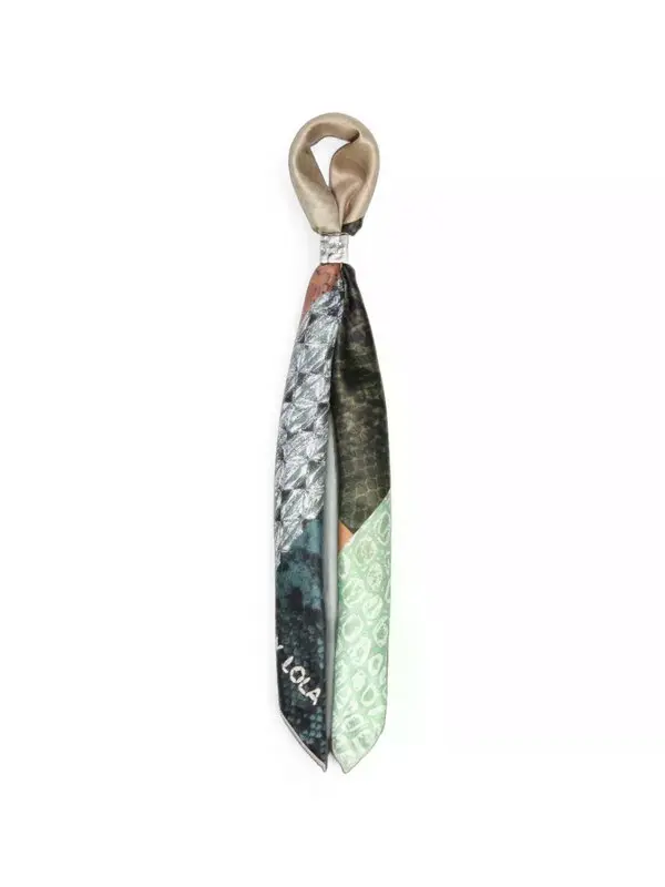 Bimba Y Lola Aquamarine Geometric Snakeskin-design Patchwork Scarf Charm