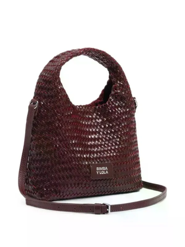 Bimba Y Lola Small Burgundy Plaited Leather Paper Bag