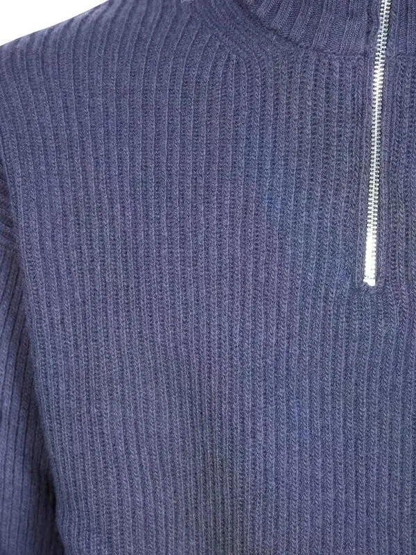 DIANA STUDIO Ribbed Knit Quarter-zip Sweater - Blue
