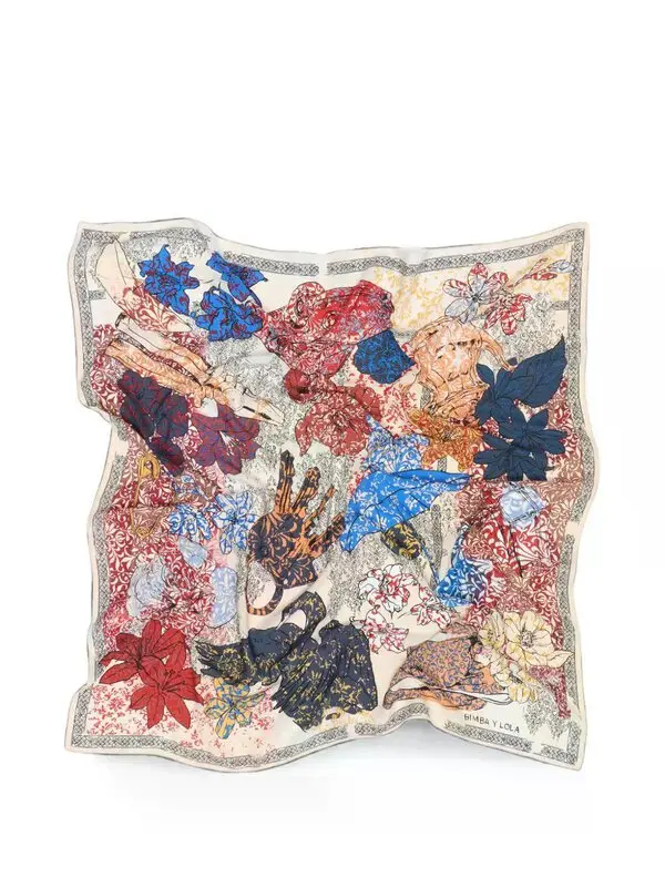 Bimba Y Lola Sand Arabesque Print Scarf