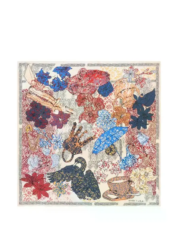 Bimba Y Lola Sand Arabesque Print Scarf - Neutrals