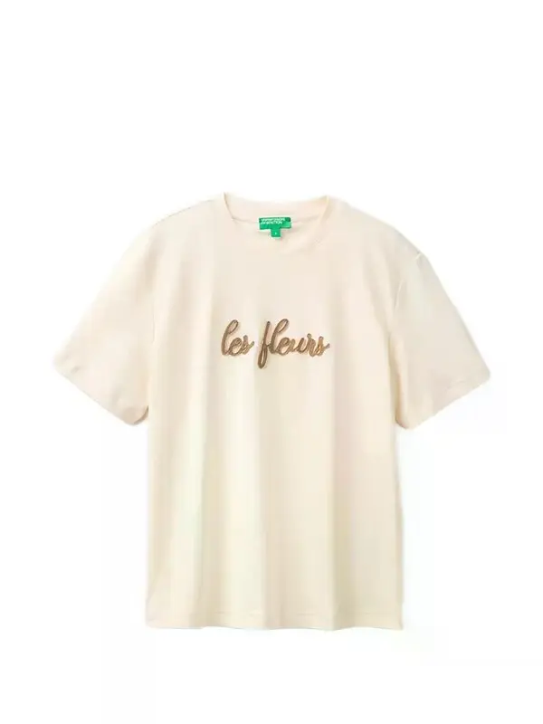 BENETTON Embroidered-logo T-shirt - Neutrals