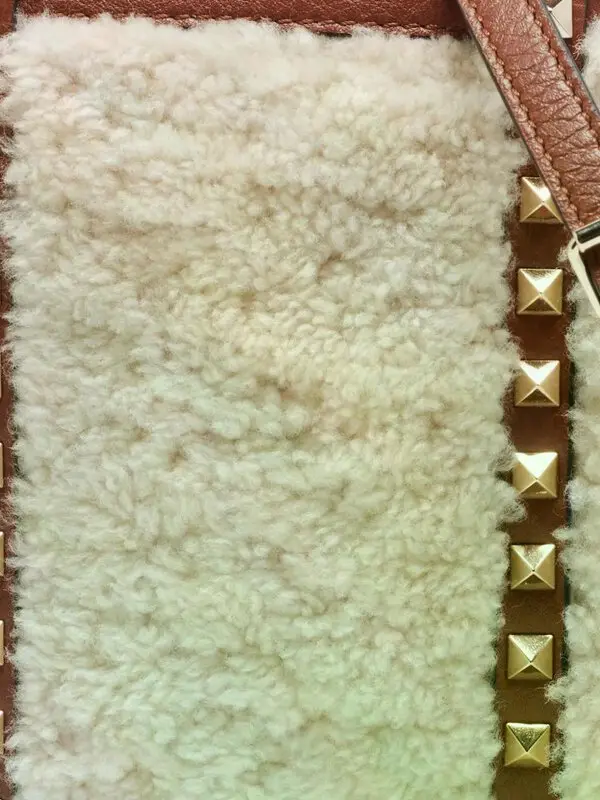 Valentino Garavani Mini Rockstud Shearling Tote Bag