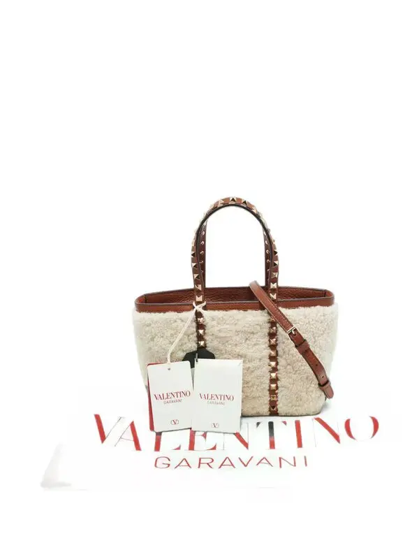 Valentino Garavani Mini Rockstud Shearling Tote Bag