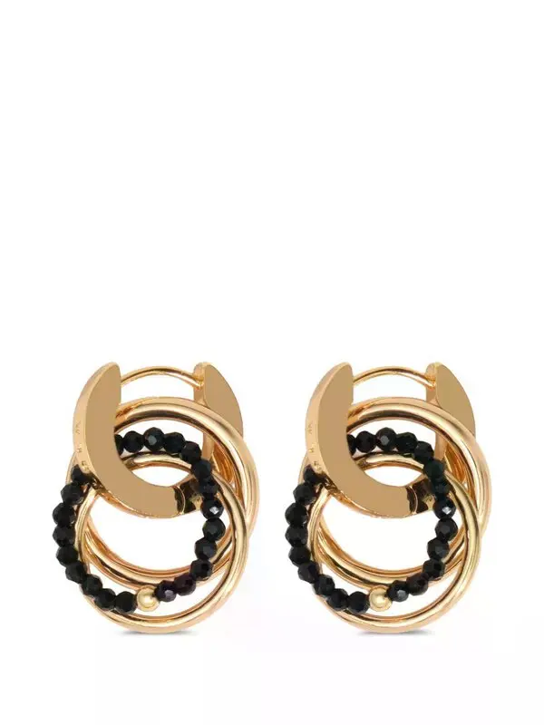 Bimba Y Lola Medium Multi-hoop Earrings With Black Crystals - Gold