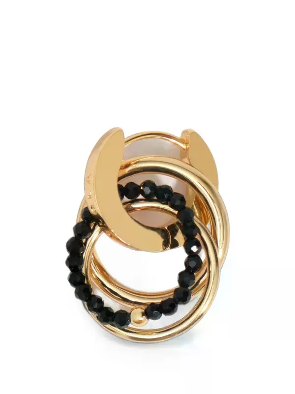 Bimba Y Lola Medium Multi-hoop Earrings With Black Crystals