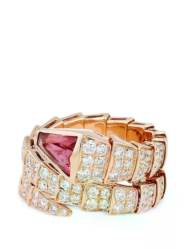BVLGARI 2020s Serpenti Viper Ring With Tourmaline And Diamonds - Gold