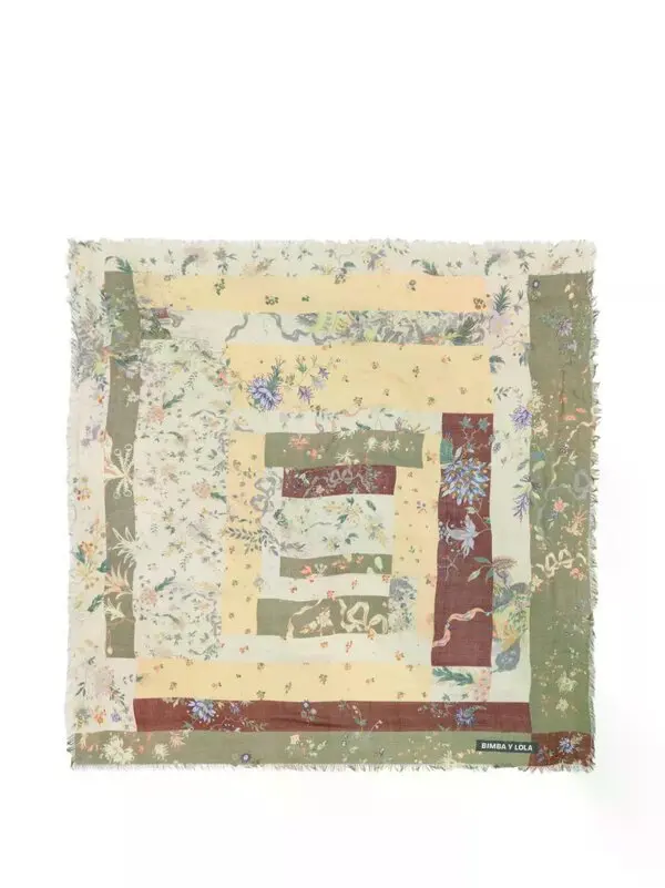 Bimba Y Lola Romantic Flowers Patchwork Shawl - Neutrals