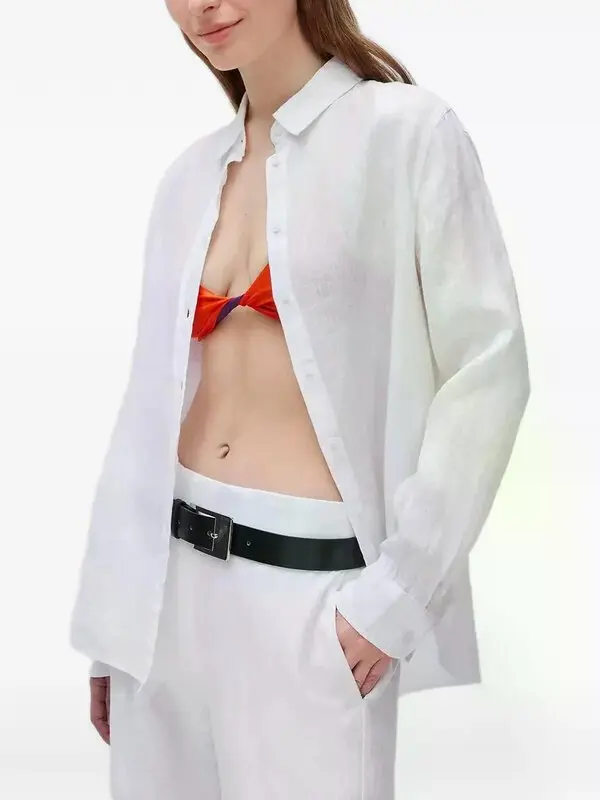BENETTON Linen Long-sleeve Shirt - White