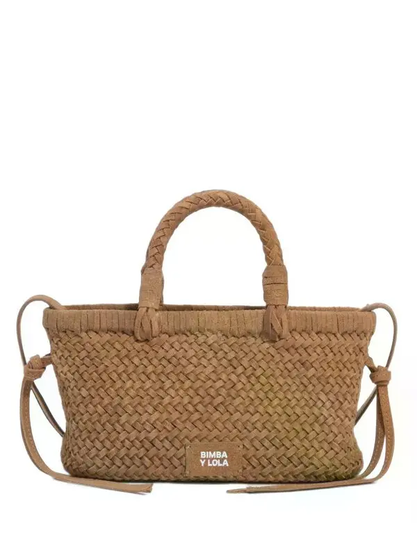 Bimba Y Lola Small Camel Plaited Suede Crossbody Bag