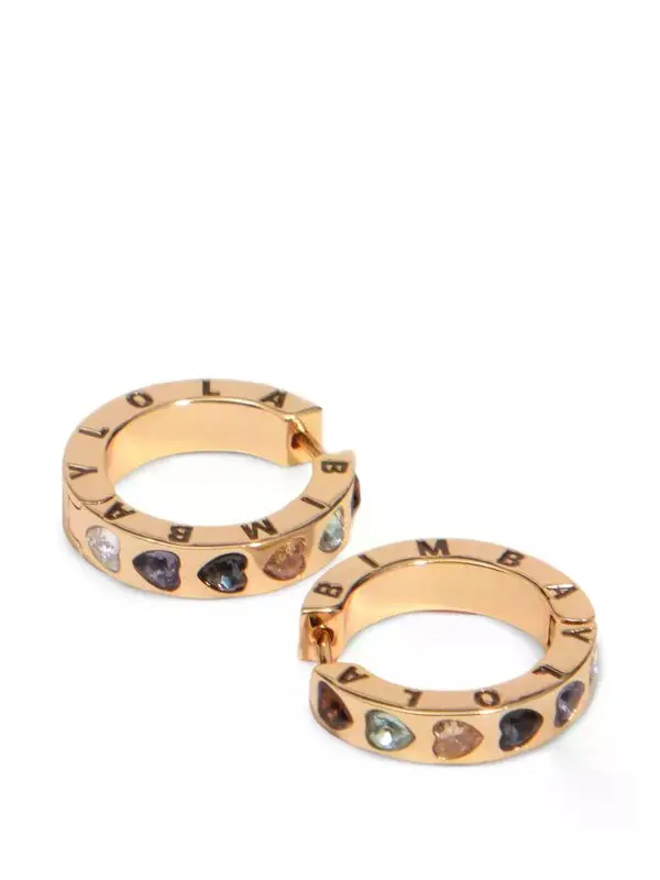 Bimba Y Lola Medium Multicolor Crystals Heart-logo Hoop Earrings