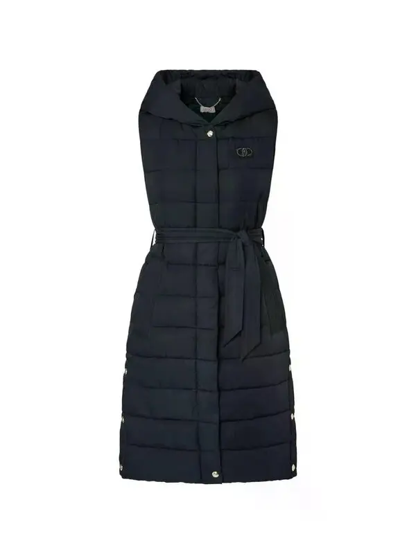 Liu Jo Long Gilet In Matte Nylon - Black