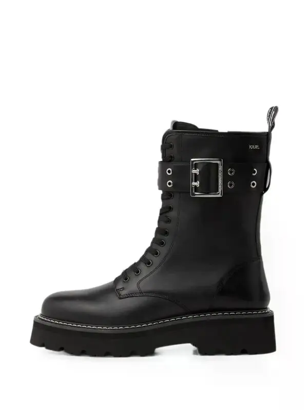 Karl Lagerfeld Kyla Lace-up Buckle Boots - Black