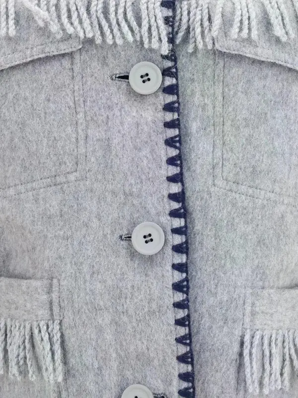 BAZISZT Vedu Fringe-trimmed Reversible Jacket