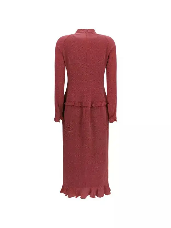 Alessandra Rich Midi Bow-embellished Ruffled Dress