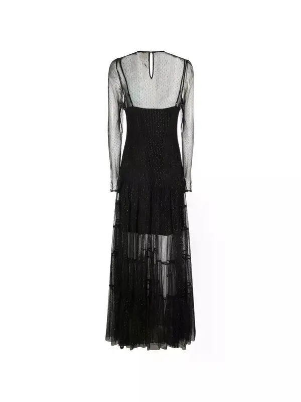 TWINSET Long Tulle Dress With Pleated Flounces And Lace Inserts