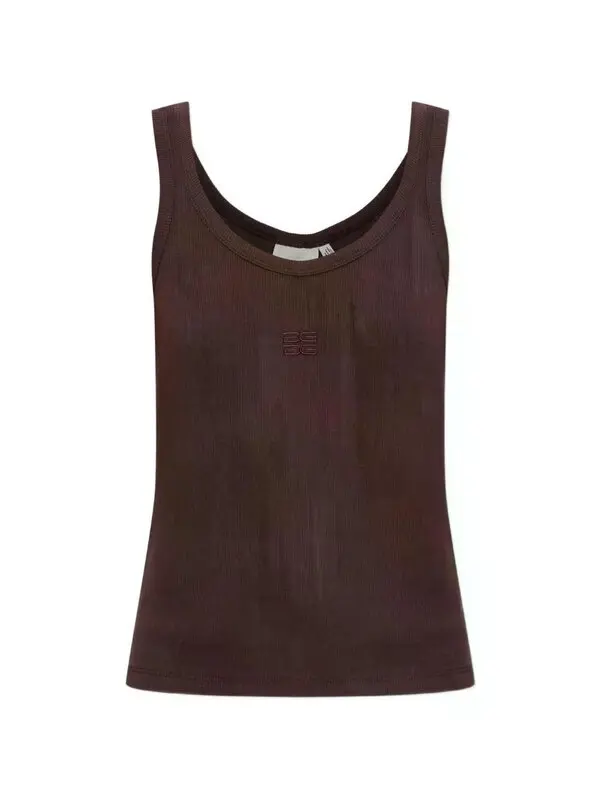 GESTUZ Ribbed Knit Logo Embroidered Tank Top