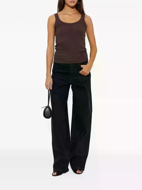 GESTUZ Ribbed Knit Logo Embroidered Tank Top
