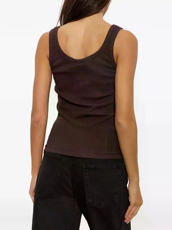 GESTUZ Ribbed Knit Logo Embroidered Tank Top