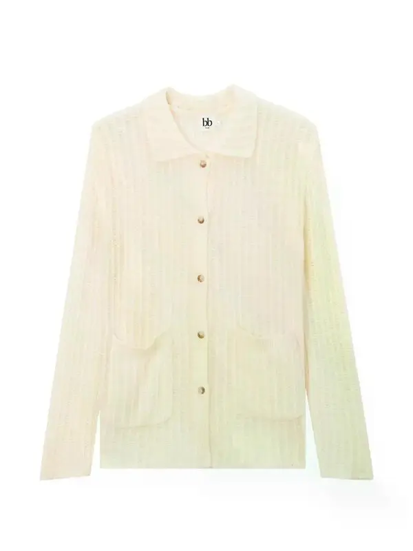 B+AB Ribbed-knit Collared Cardigan