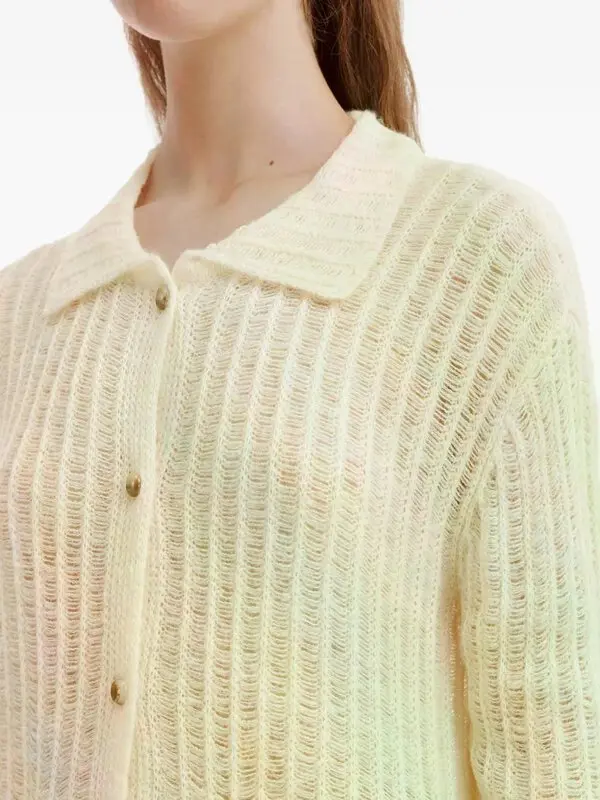 B+AB Ribbed-knit Collared Cardigan