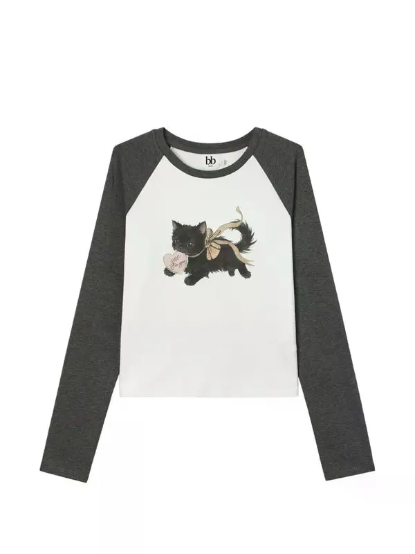 B+AB Cat-print Long-sleeve T-shirt