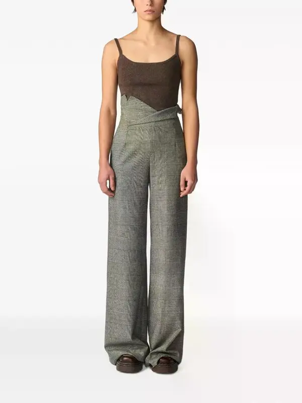 Monse Lapel-waistband Checked Trousers - Grey