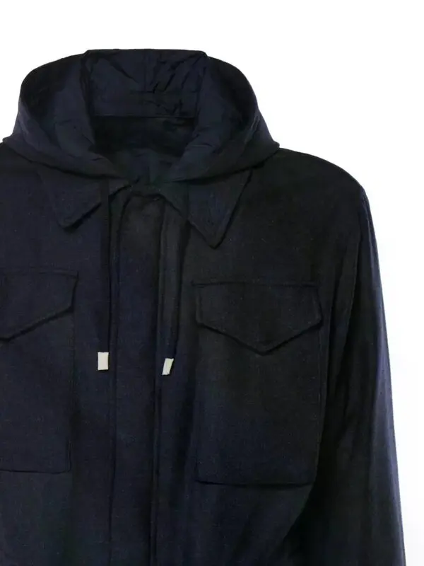 Eleventy Hooded Multi-pocket Jacket - Blue