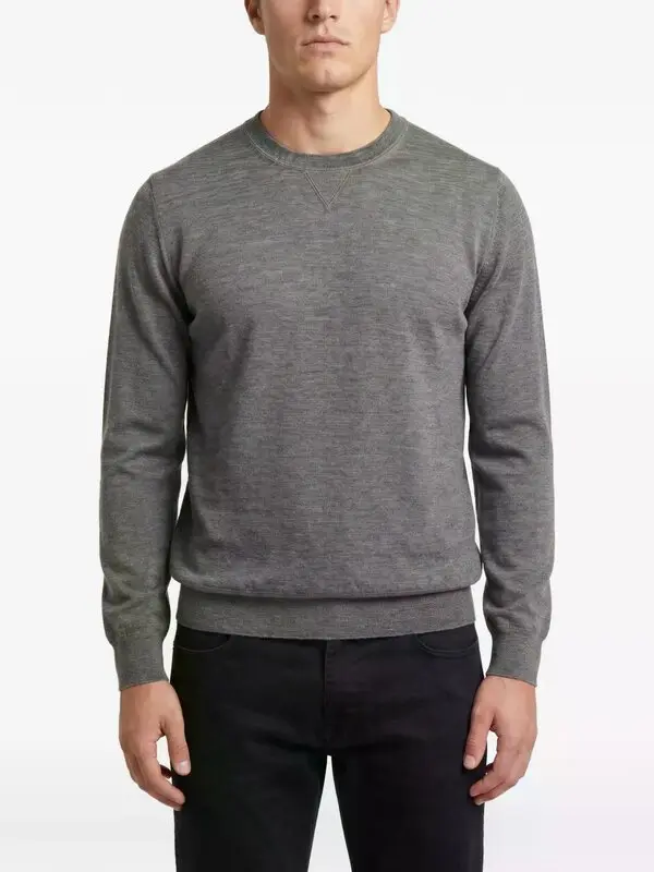 Brunello Cucinelli Crew-neck Triangular-stitch Sweater - Grey