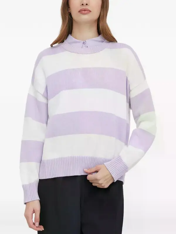 BENETTON Horizontal Stripe Sweater - Purple