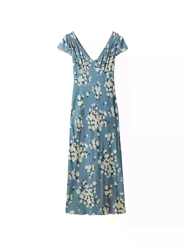 Rixo Floral Print Midi Dress - Blue