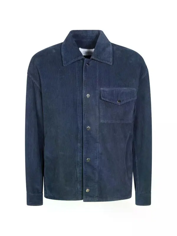 PAOLO PECORA Corduroy Press-stud Shirt - Blue