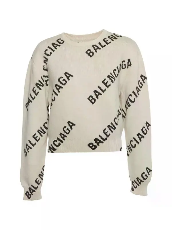Balenciaga Logo-embroidered Sweater - White